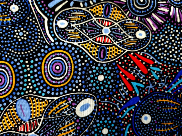 Bush Tucker After Rain Blue – Aboriginal Fabric Gallery