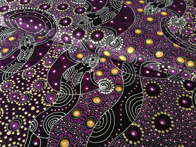 Dancing Spirit Purple – Aboriginal Fabric Gallery
